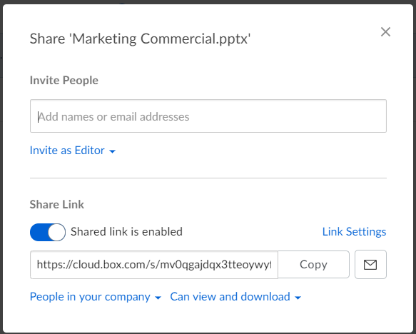 共有リンクの作成 – Box Support